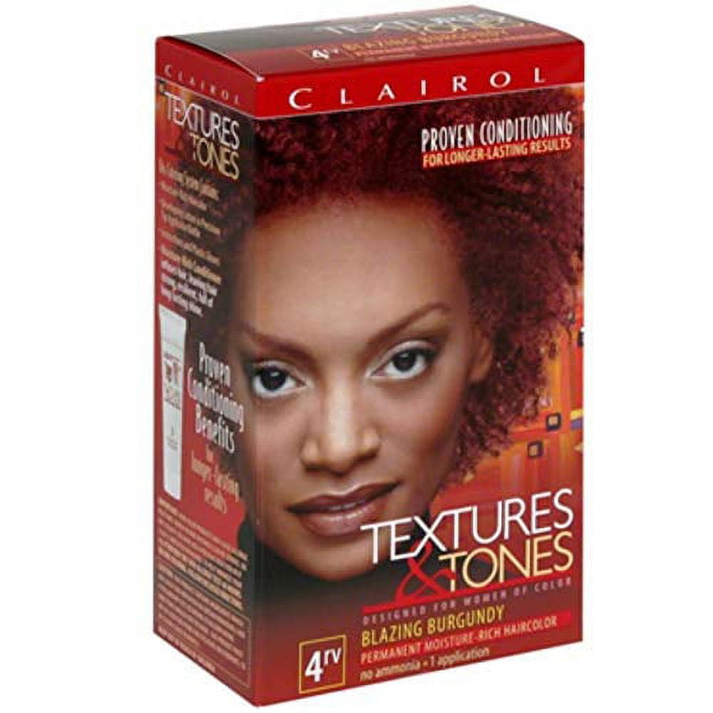 Clairol Textures & Tones Hair Color - #4Rv Blazing Burgundy Kit (Pack ...