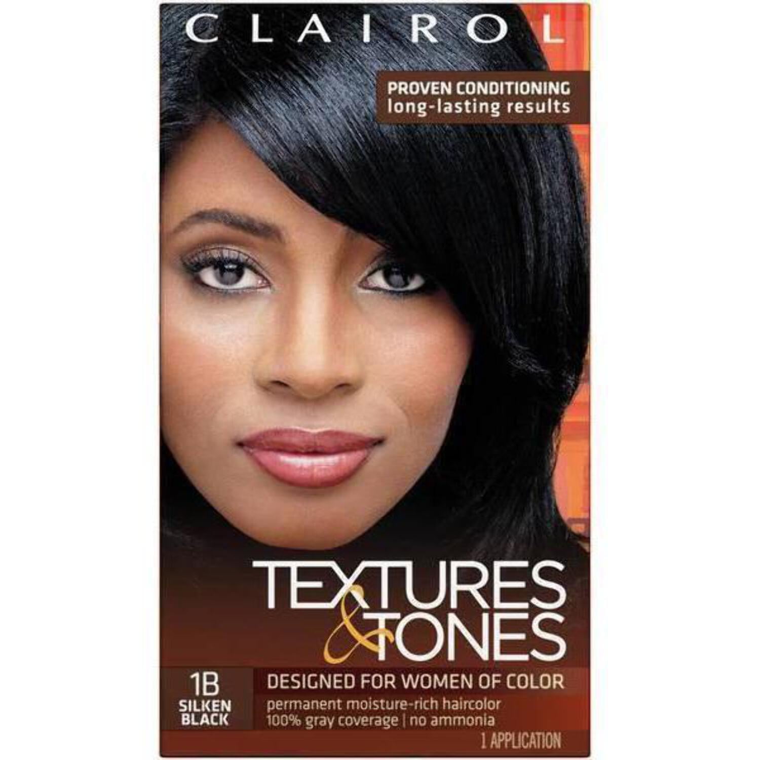 Clairol Textures & Tones, Ammonia-Free Hair Color, 1B Silken Black, 1 ...
