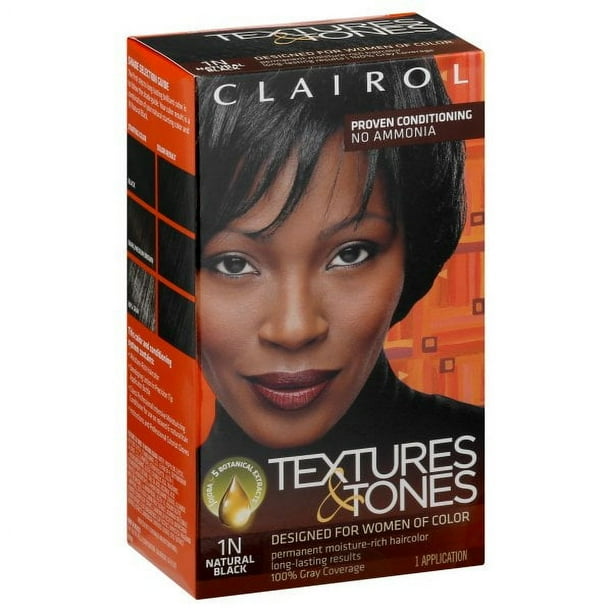 Clairol Textures & Tones, 1N Natural Black, Permanent Hair Color, 1 ...