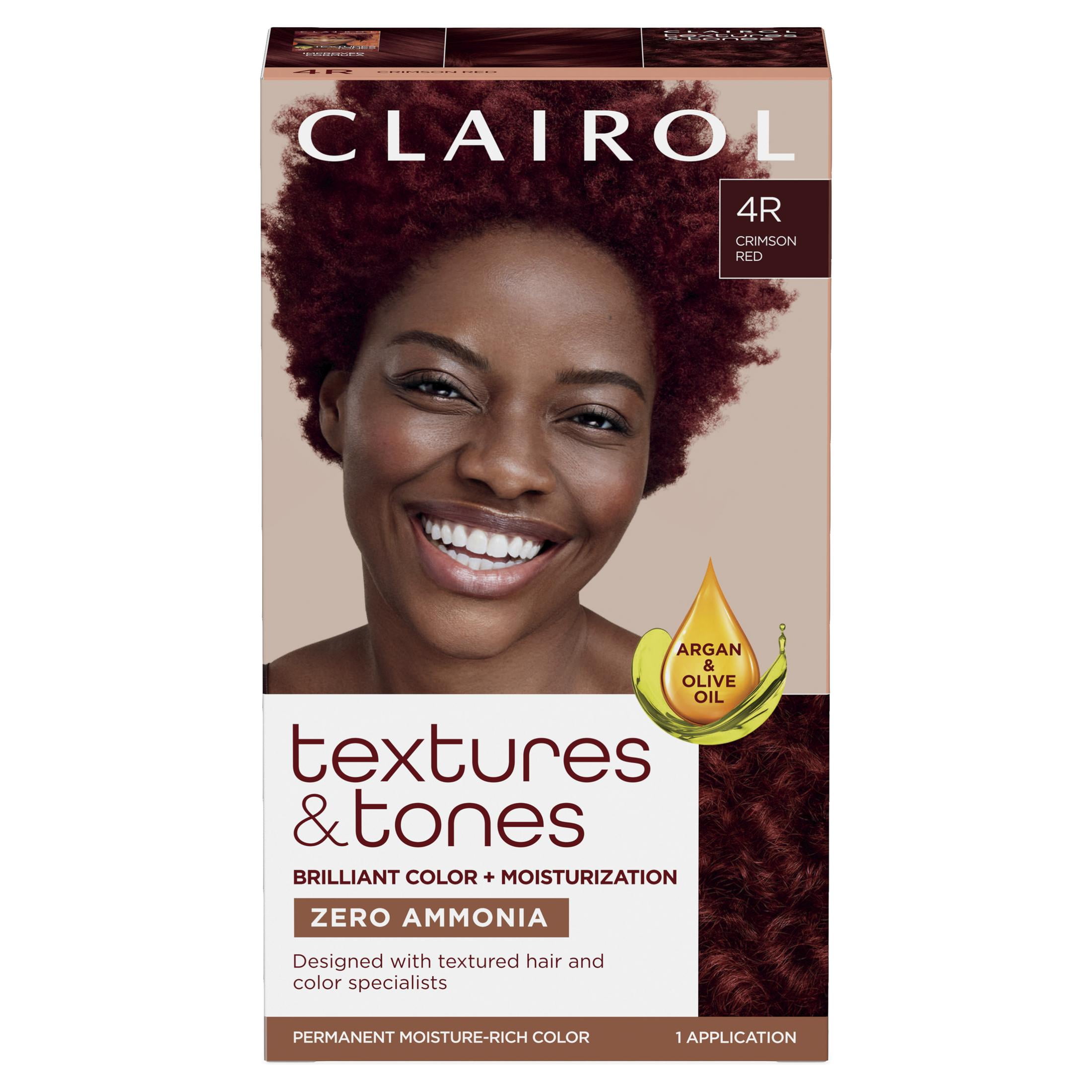 Clairol Textures & Tones Permanent Hair Color Creme, 4R Crimson Red ...