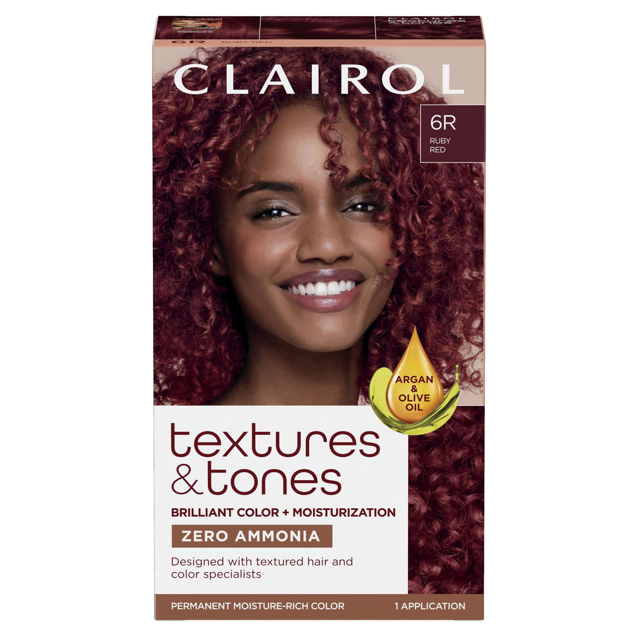 Clairol Textures & Tones Ammonia-Free Permanent Hair Dye 6R Ruby Red ...