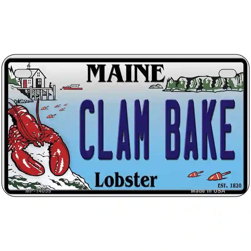 Clam Bake Maine Lobster Novelty Metal License Plate 7" x 4" Motorcycle ...