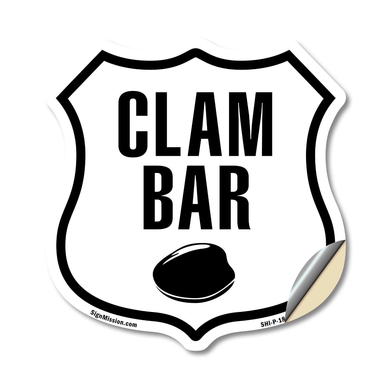 Clam Bar 12 inch X 12 inch Shield Shaped Heavy Duty 3.2 mil Vinyl Decal ...