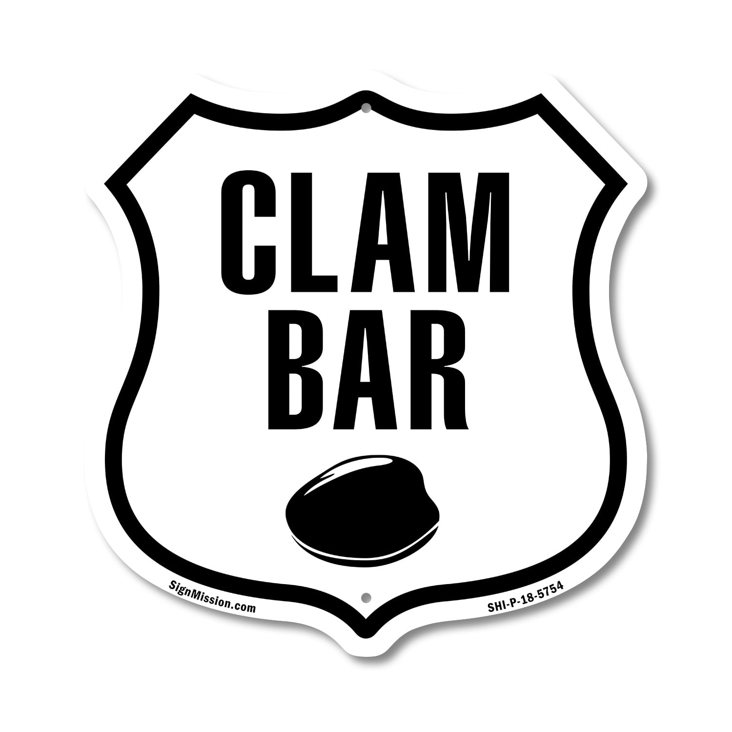 Clam Bar 12 inch X 12 inch Shield-Shaped Rust-Free Aluminum Metal Sign ...