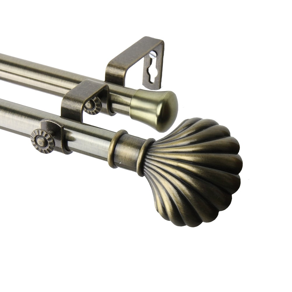 Clam Double Curtain Rod 120-170 inch - Antique Brass - Walmart.com