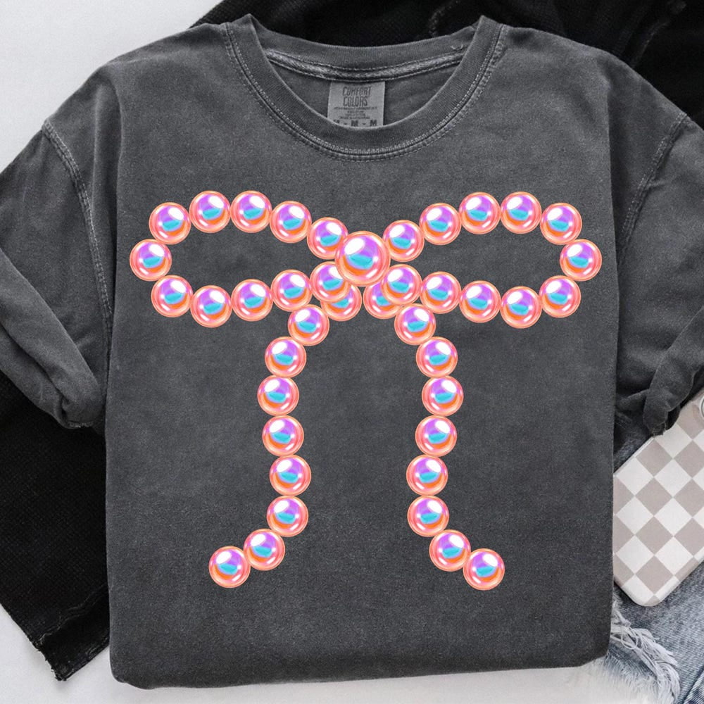 Clam Pearl Bow Shirt, Summer Vibes Pink Clam Shirt, Seashell Tropical ...