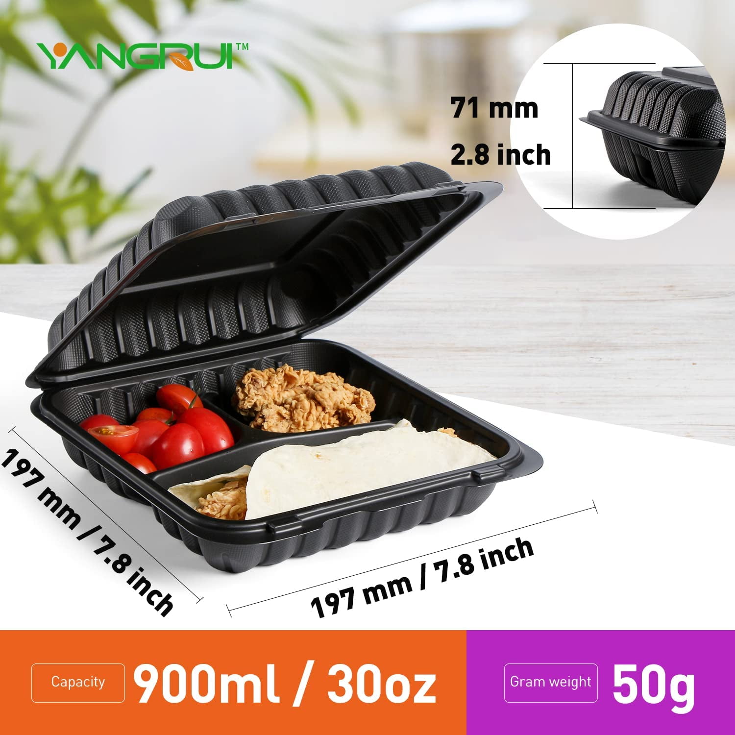Clam Shell Food Containers for Meal Prep, Takeout, Lunch Storage 65 ...