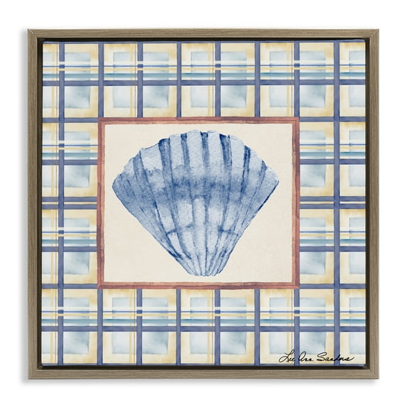 Stupell Industries Clam Shell Treasure Brown Framed Floater Canvas Wall ...
