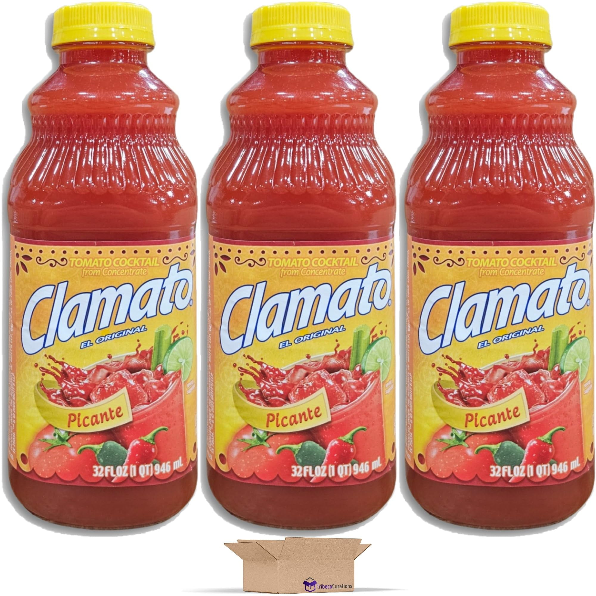 Clamato Picante Tomato Cocktail Value Pack Bundle 32 Fl Oz Pack Of 3
