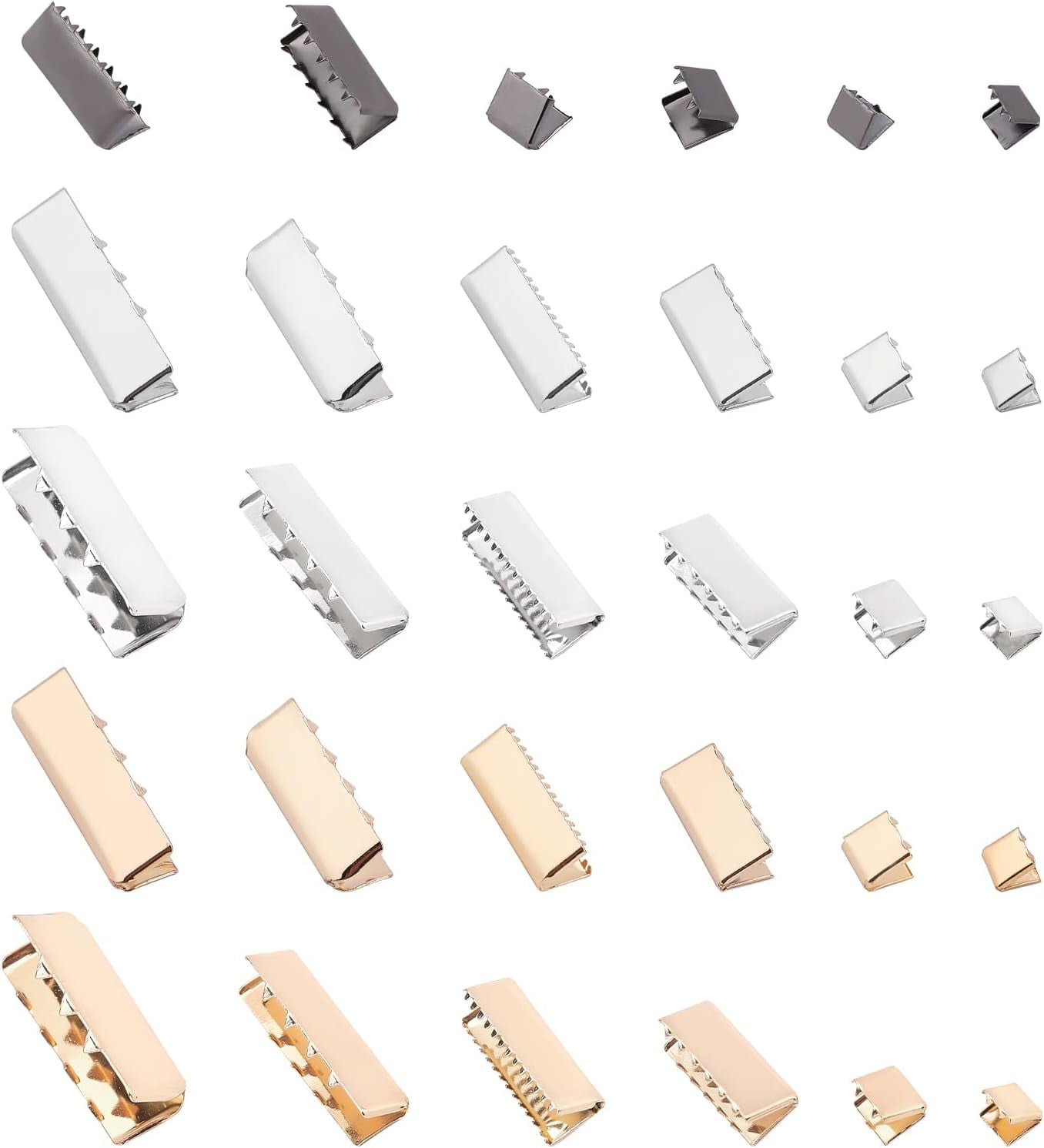 Clamp Crimp Ends 38pcs 7 Styles Brass Ribbon Crimp Ends Belt Buckle End ...