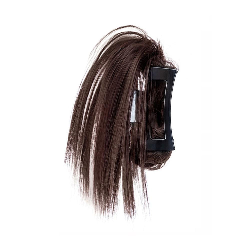 Clamp Fountain Chicken Feather-Dark Brown Wig Clamp Half-Tied Fountain ...