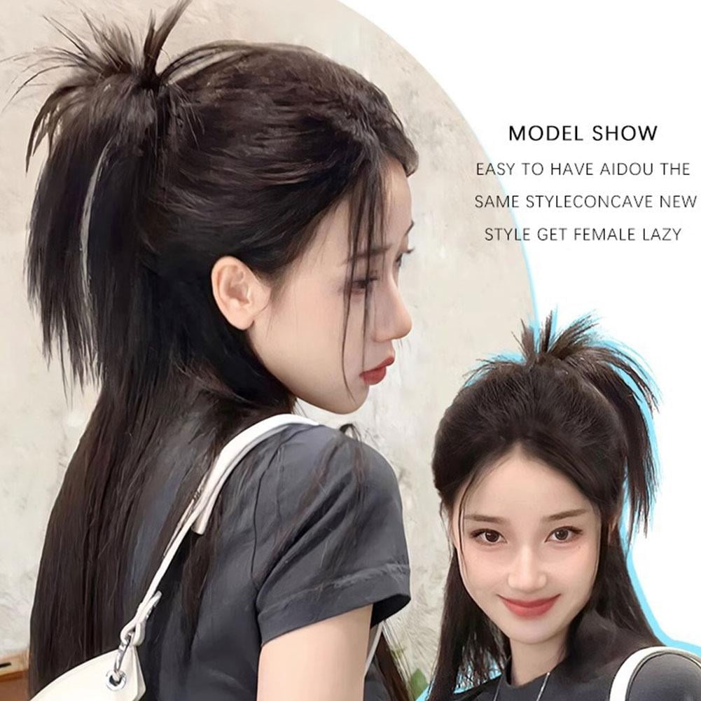 Clamp Fountain Chicken Feather-Natural Black Wig Clamp Half-tied ...