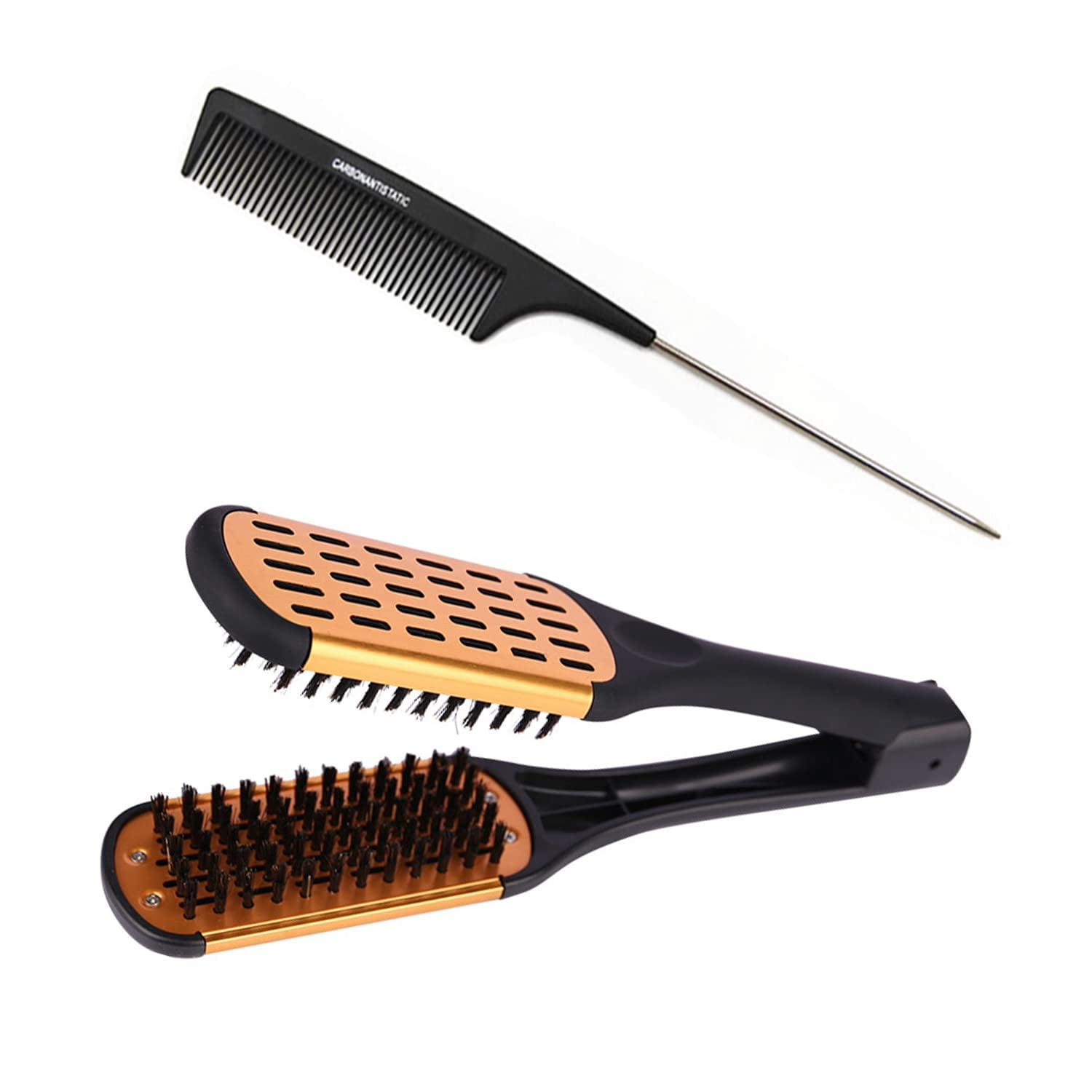 Clamp Hair Brush Straightener Detangler Comb Smoothing Nylon Bristle ...