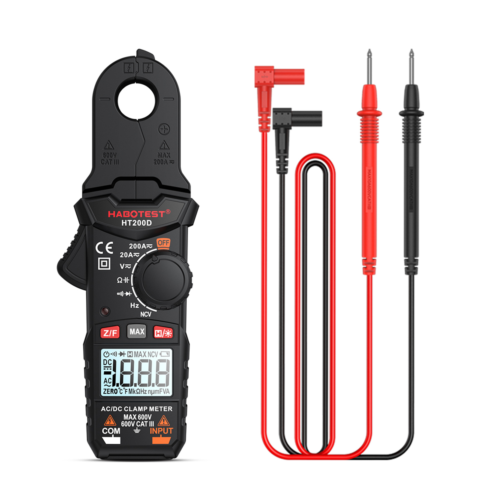 Clamp Meter,2000 Rms Ncv Wotao Ncv 600v 200a Rms Ncv 600v Meter Can ...