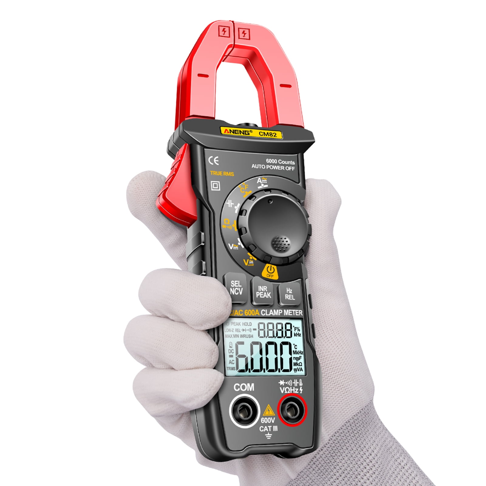 Clamp Meter,Meter 600v 600a Meter 6000 Rms Clamp-type Tester Clamp Rms ...