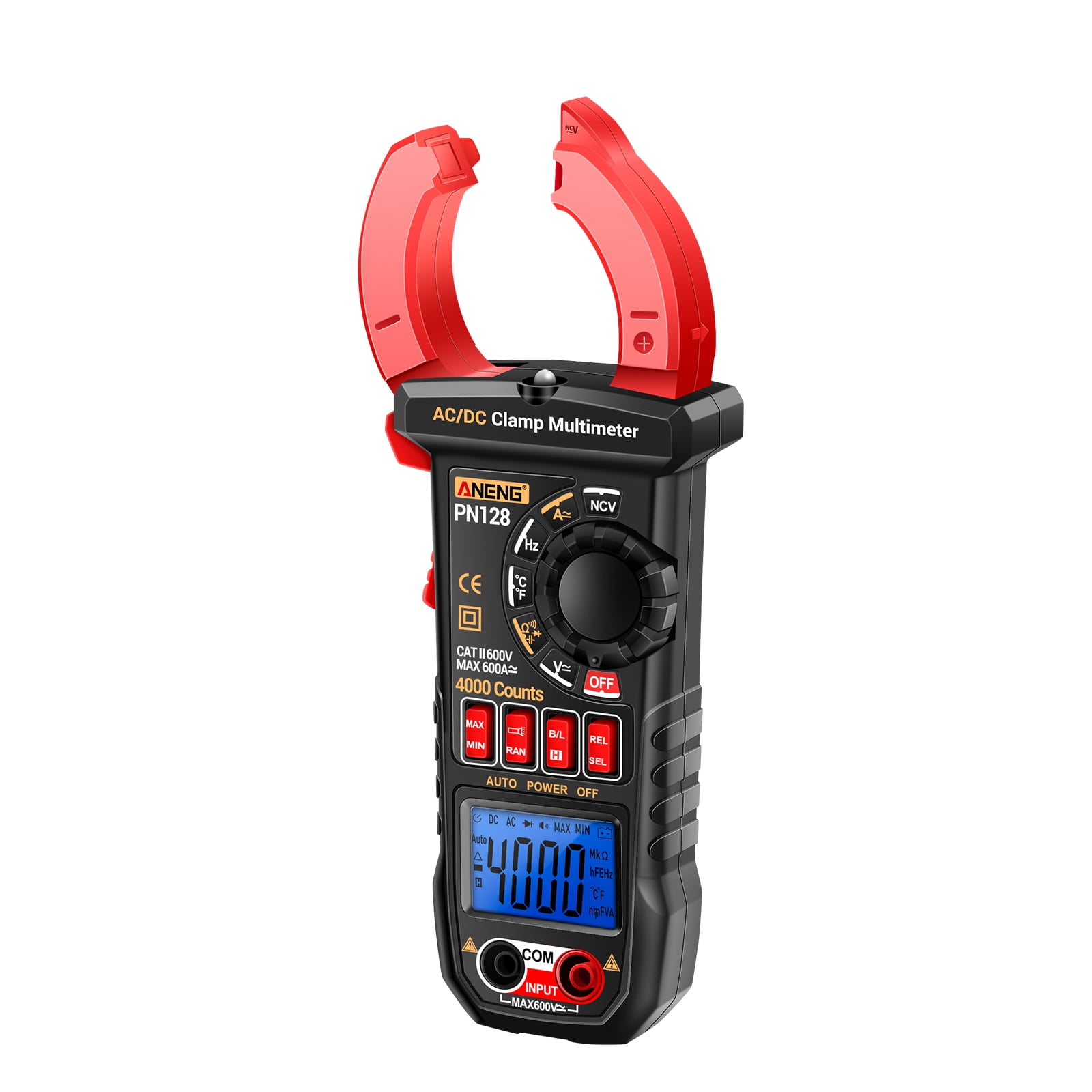 Clamp Meter,Pn128 Resistance Diode Hz Rms Clamp Tool Meter 4000 600a ...