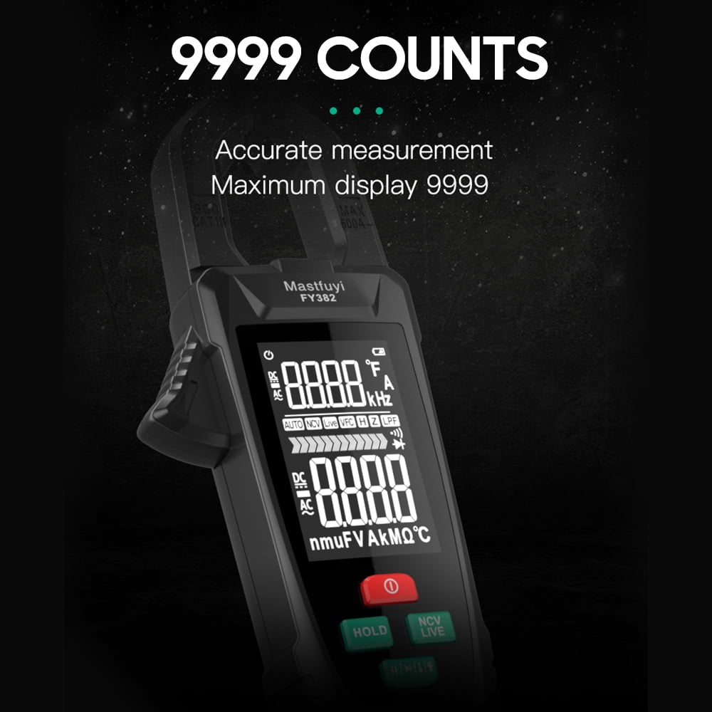 Clamp Meter,Tester Lcd Screen Rms 9999 Temperature Lcd Screen With Led ...