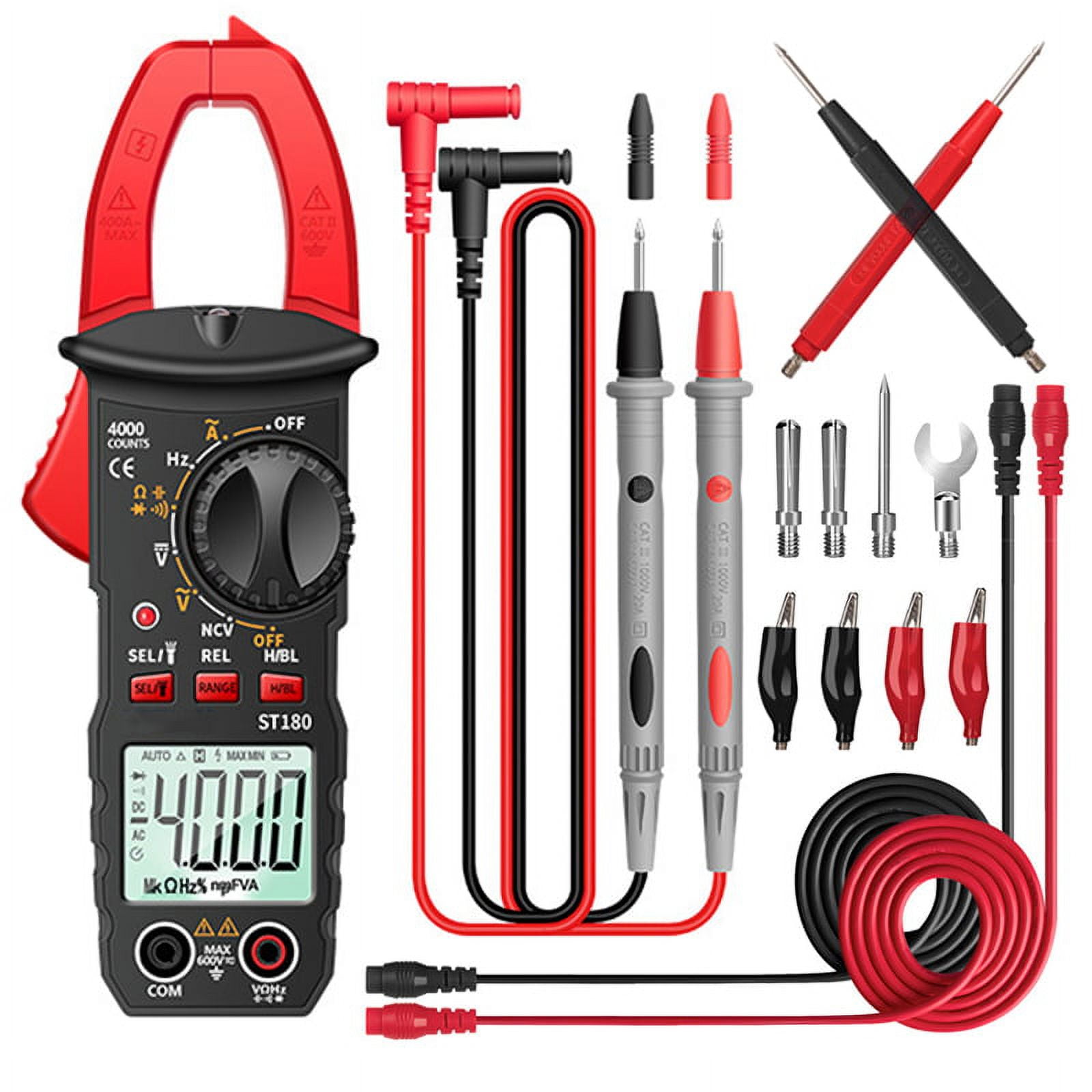 Clamp Meter True AC/DC Current Amp 4000 Counts, Measures Voltage ...