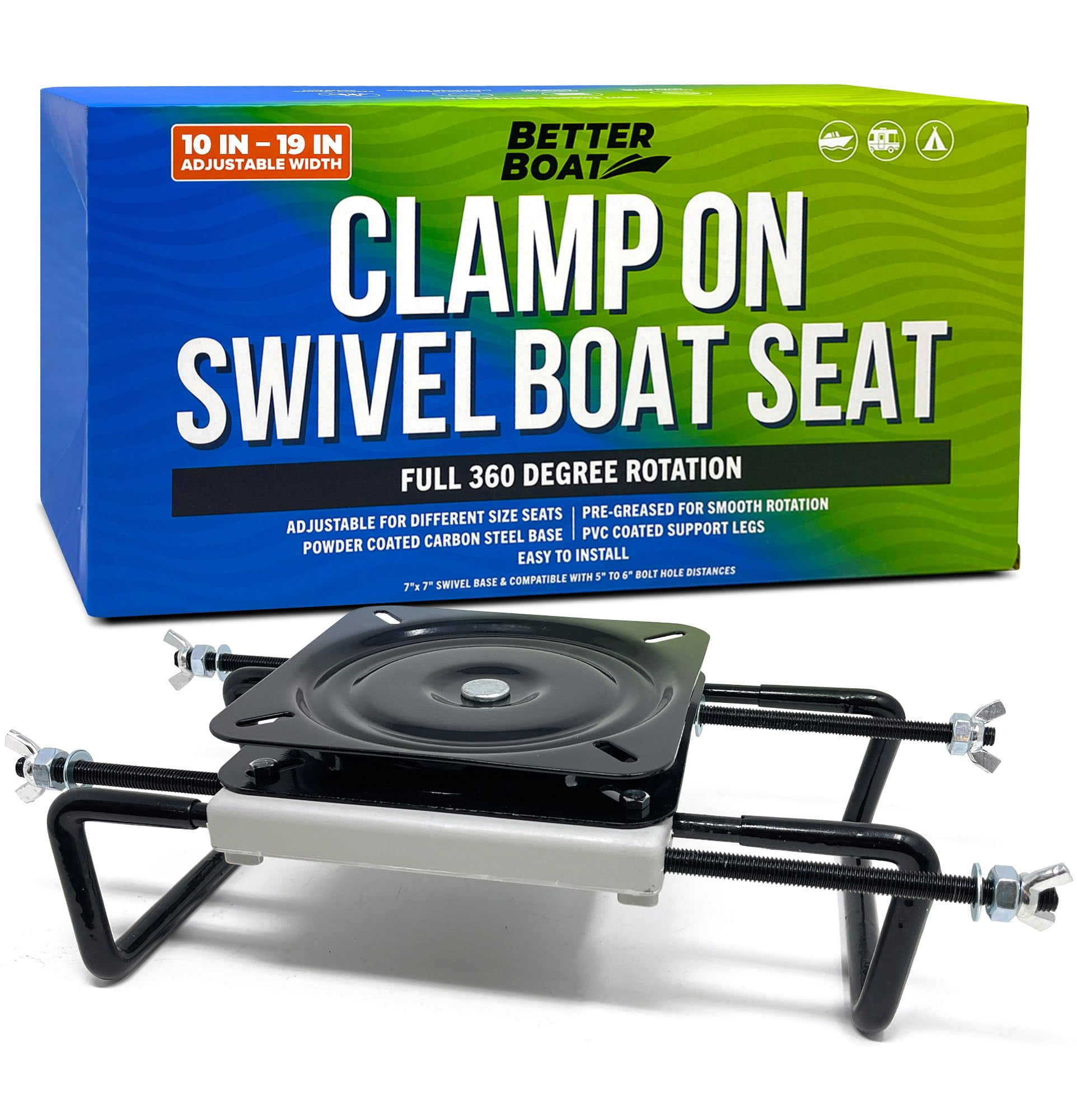 Clamp On Boat Seat Swivel Clamp for Jon Boat Accessories Fishing Bass ...