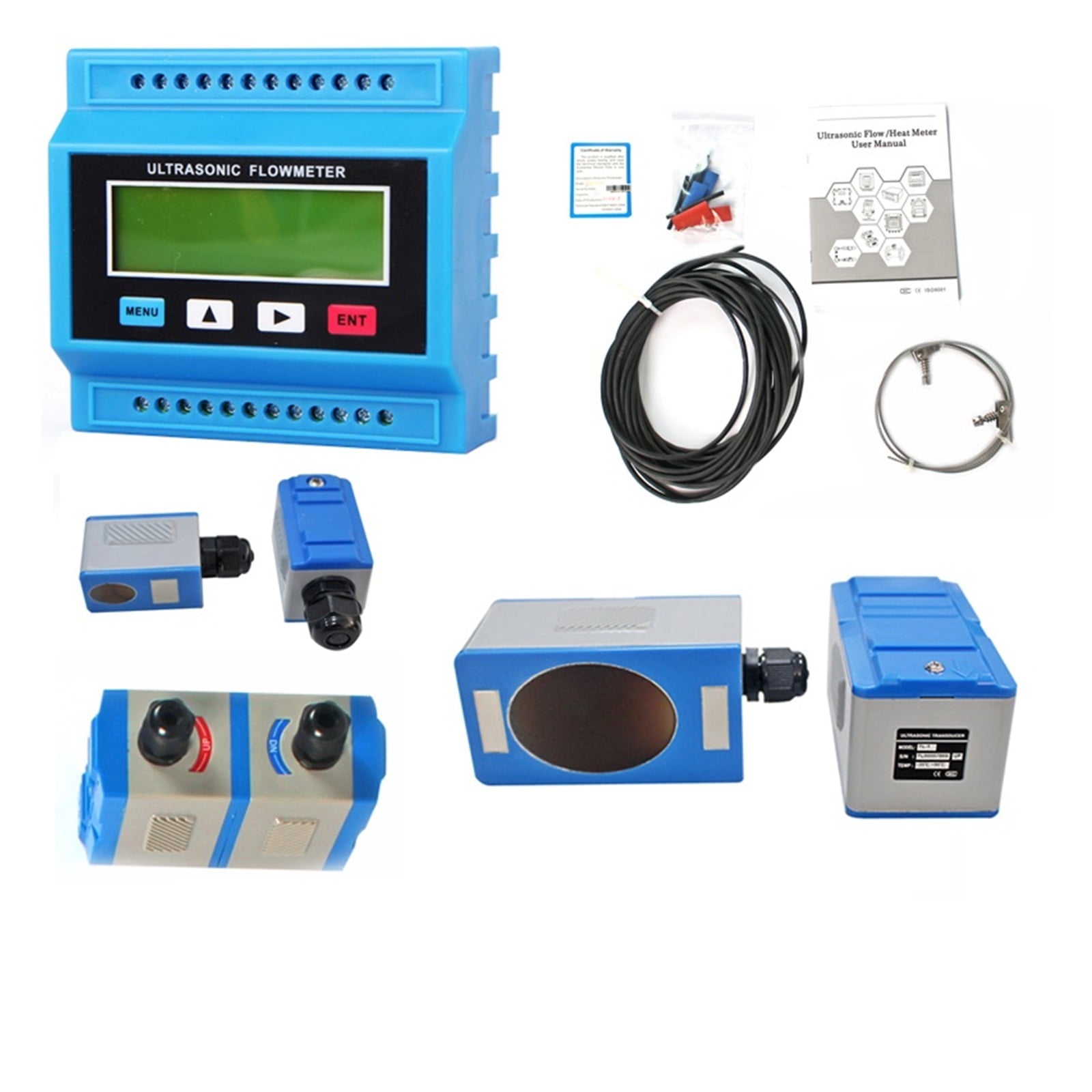 Clamp Sensor Liquid Digital Ultrasonic Flowmeter TUF-2000M Wall Mounted ...