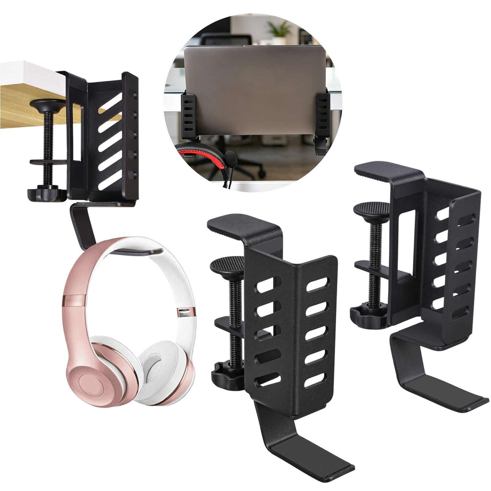 Clamp On Vertical Laptop Stand Desk Organizer, No Drill Laptop Holder ...