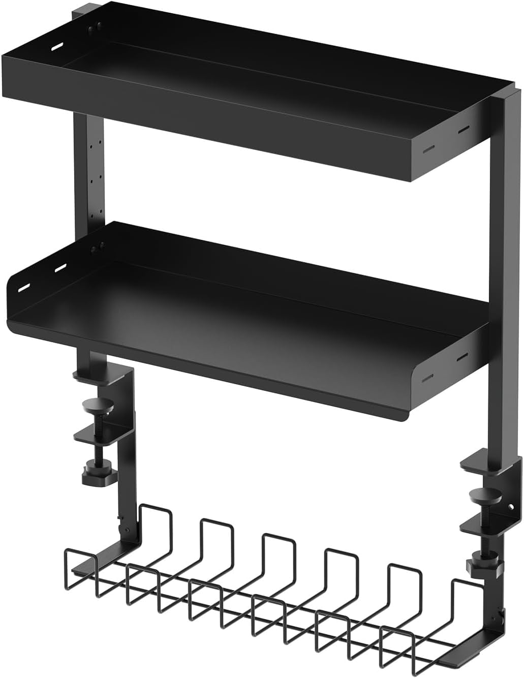 Clamp-on Desk Shelf, 2-Tier Shelving Unit with Under-Desk Cable ...
