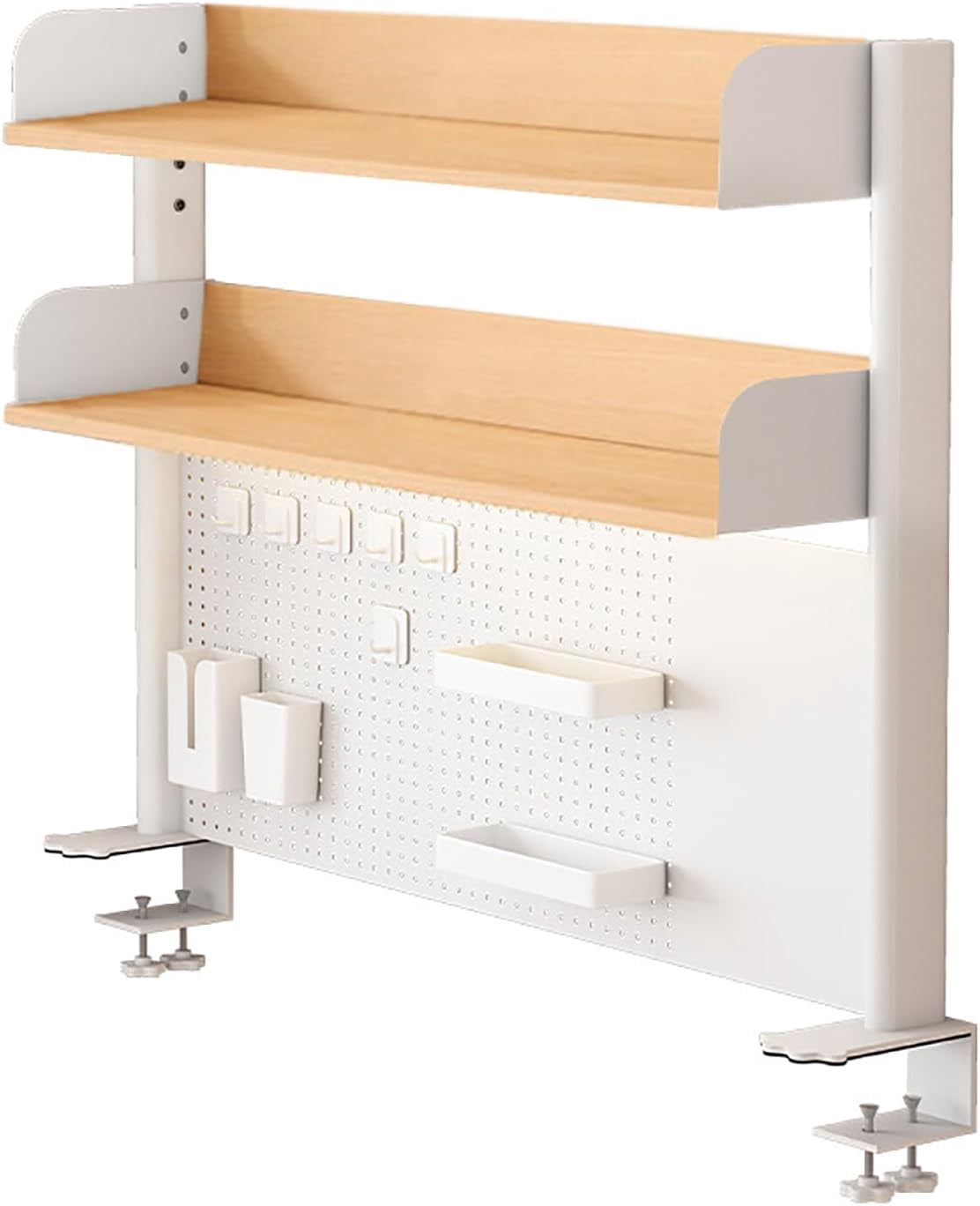 Clamp on Desktop Bookshelf with Pegboard Organizer Shelf Display ...