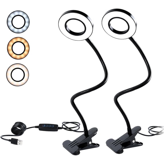 Clamp on Lamp, Desk Lamps, 8W Clip Light, Warm & Daylight & White Light ...