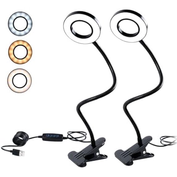 Clamp on Lamp, Desk Lamps, 8W Clip Light, Warm & Daylight & White Light ...