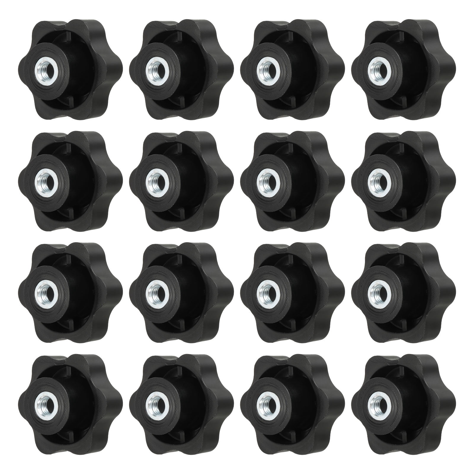 Uxcell Clamping Nuts Knob Plastic Screw-On Iron Star Knobs Knurled ...