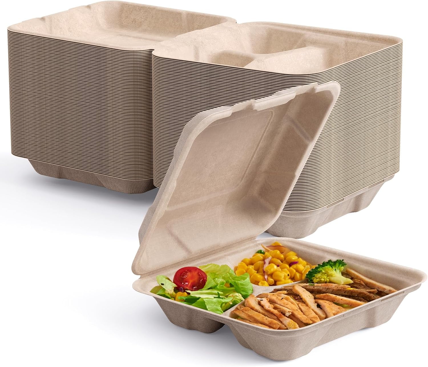 Clamshell Take Out Food Containers, 100% Compostable To Go Containers ...
