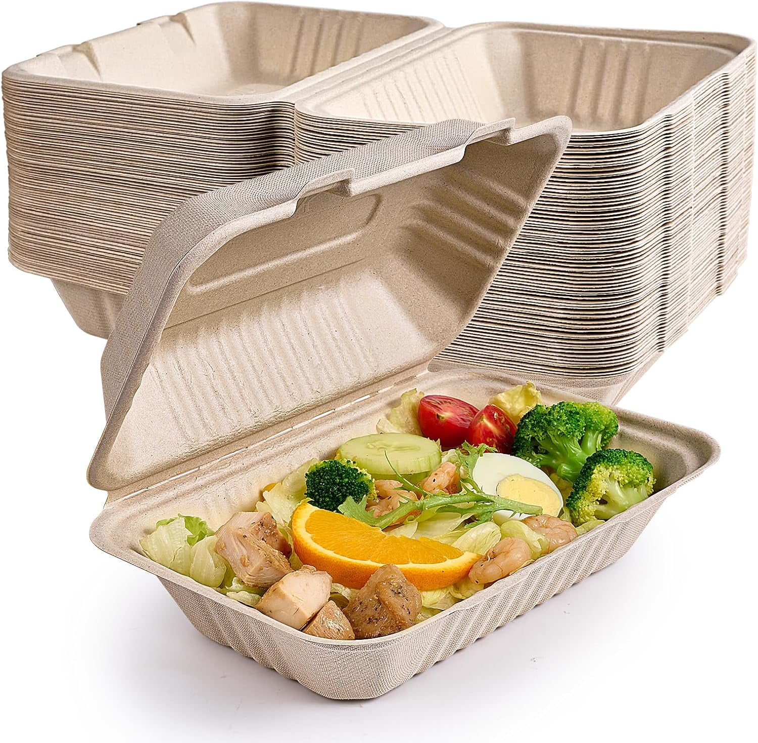 Clamshell Take Out Food Containers, 100% Compostable To Go Containers ...