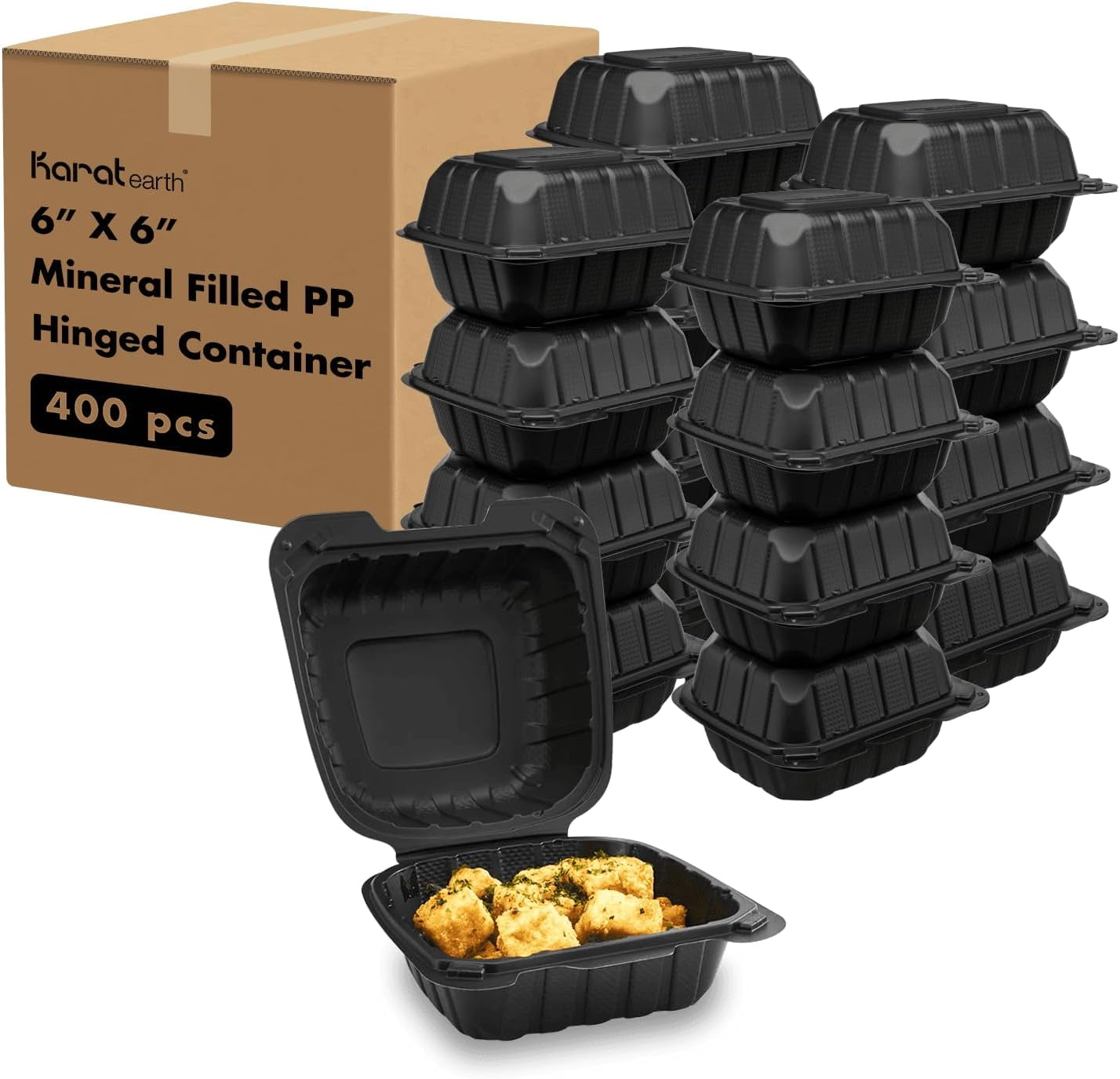 Clamshell Take Out Food Containers [6"x6" - 400 ct] To Go Containers ...