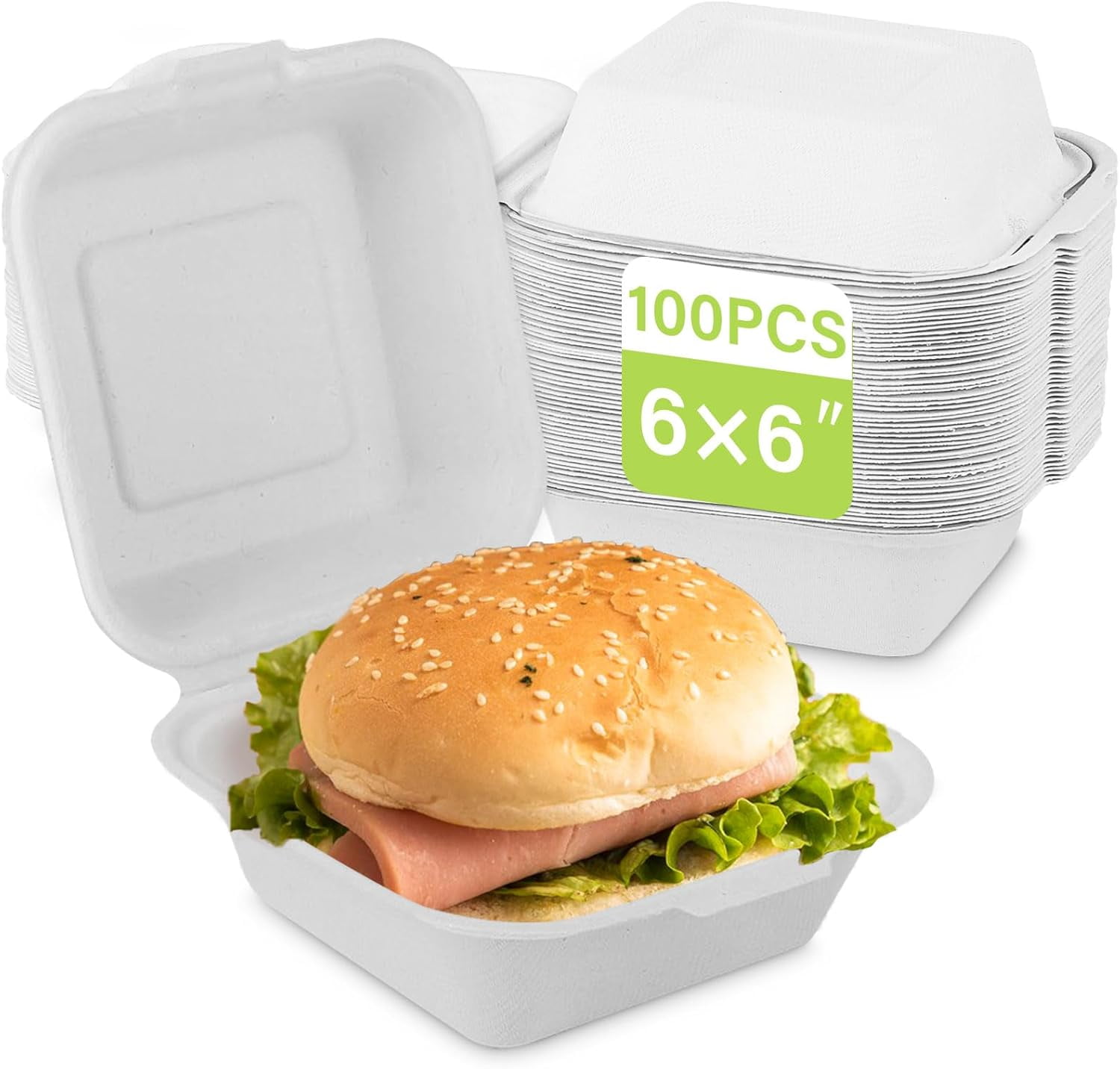 Clamshell Take Out Food Containers 8X8, 100 Pack To Go Containers ...
