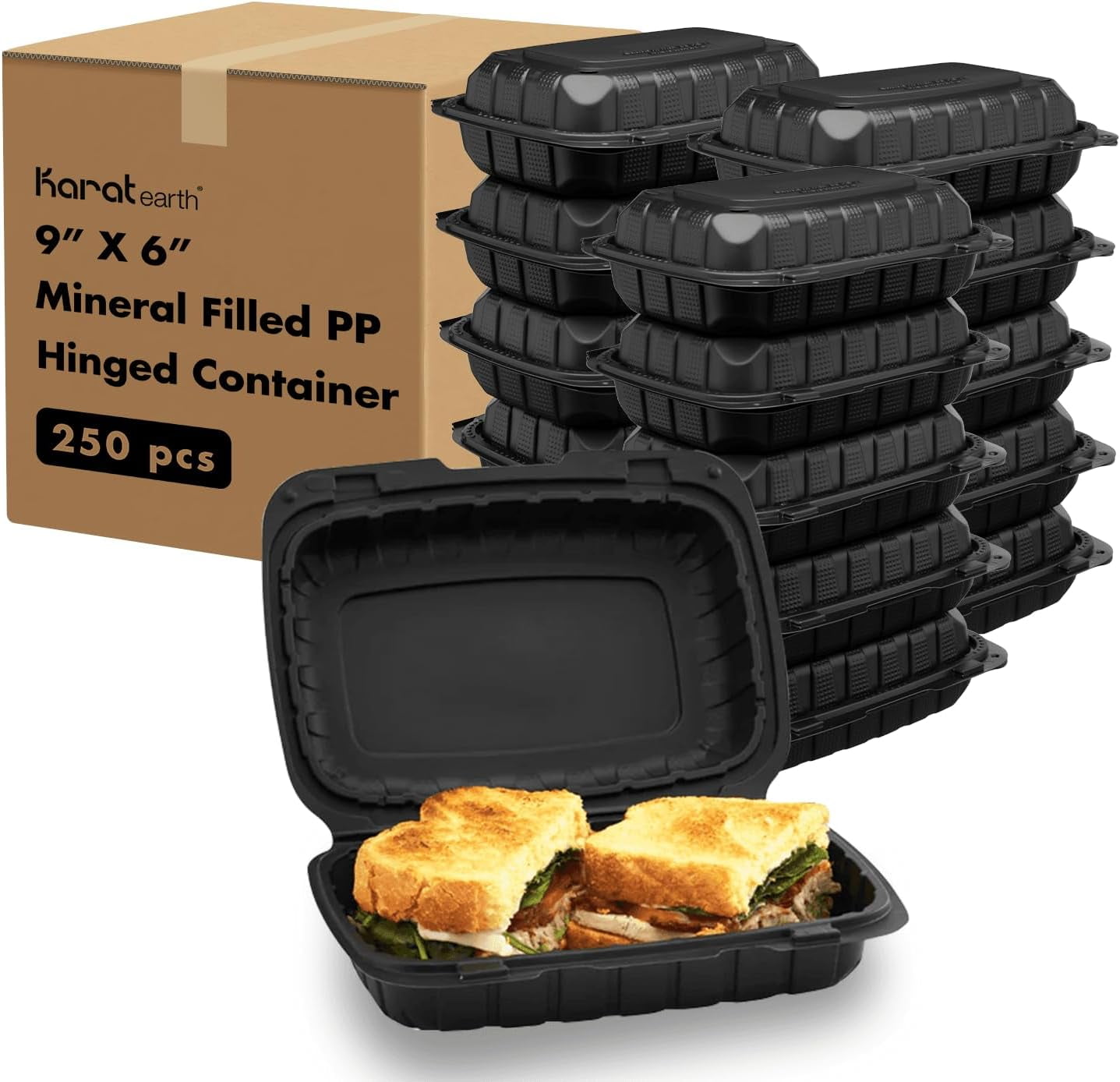 Clamshell Take Out Food Containers [9"x6" - 250 ct] To Go Containers ...