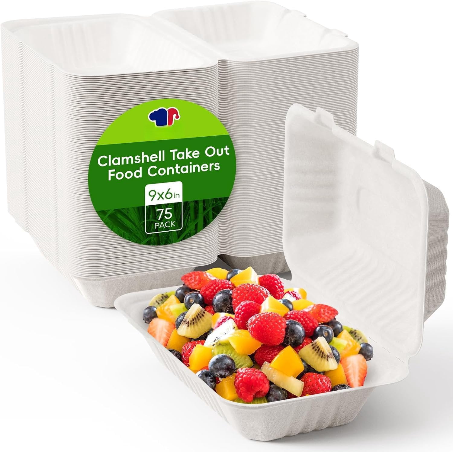 Clamshell Take Out Containers, [9 * 6" 75-Pack] To Go Containers ...
