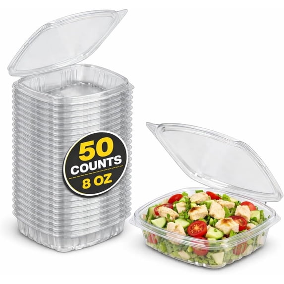 Clamshell Take Out Containers, Hinged Lid Container, 8oz. 50 count ...