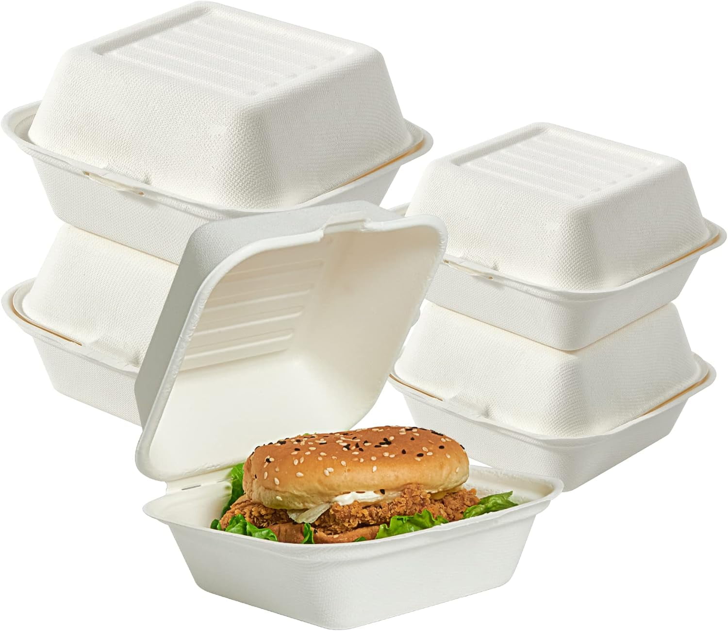 Clamshell Take Out Food Containers, 100% Compostable Disposable To Go ...