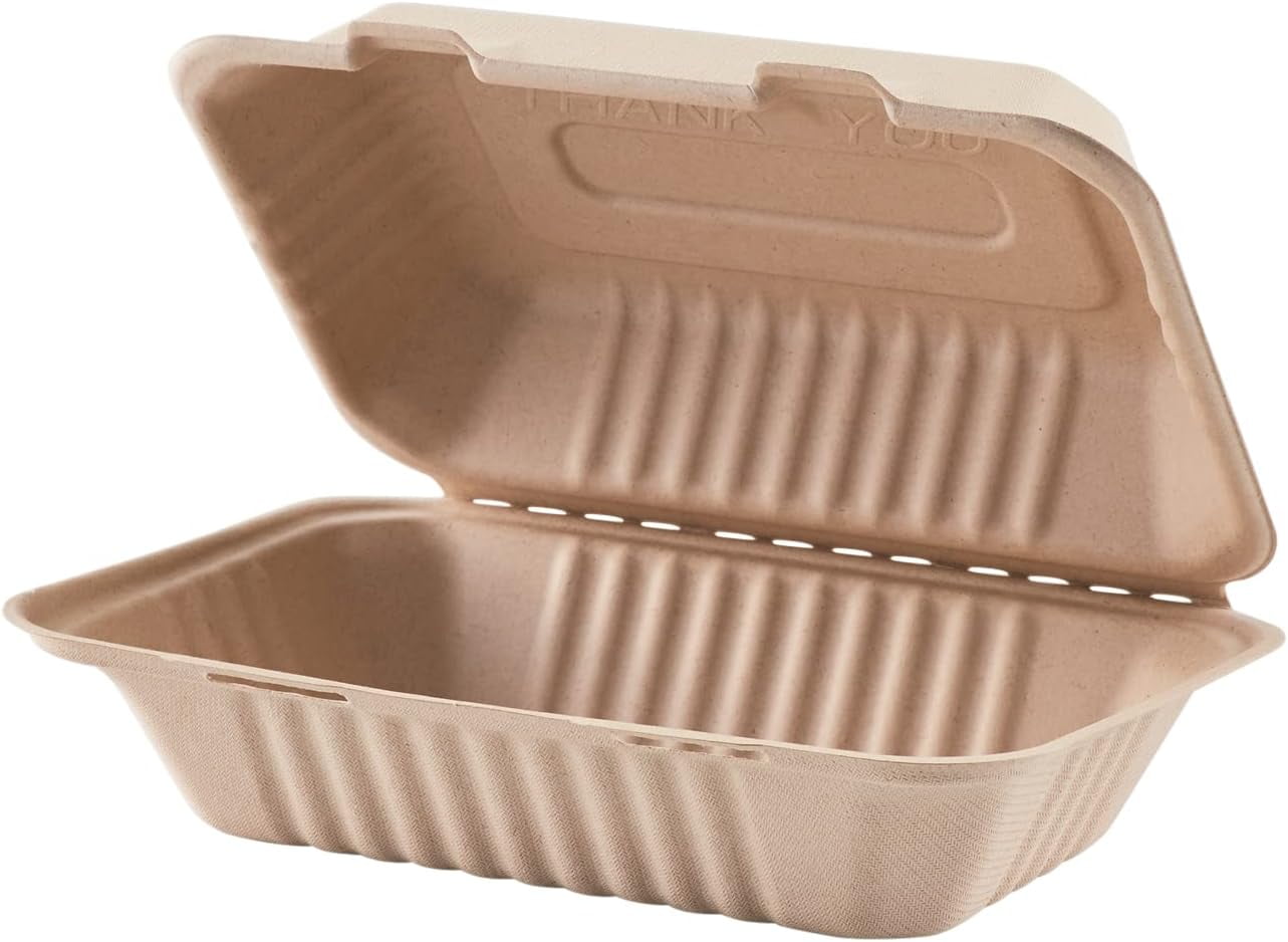 Clamshell Take Out Food Containers [9"x6", 200 ct ] Compostable To Go ...