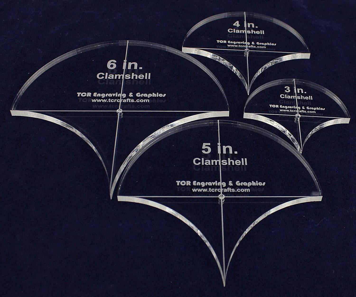 Clamshell Templates. 4 Piece Set -3",4", 5", 6". - Clear Acrylic 1/4 ...