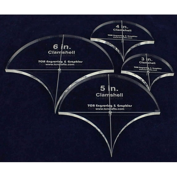 Clamshell Templates. 4 Piece Set -3",4", 5", 6". - Clear Acrylic 1/4 ...