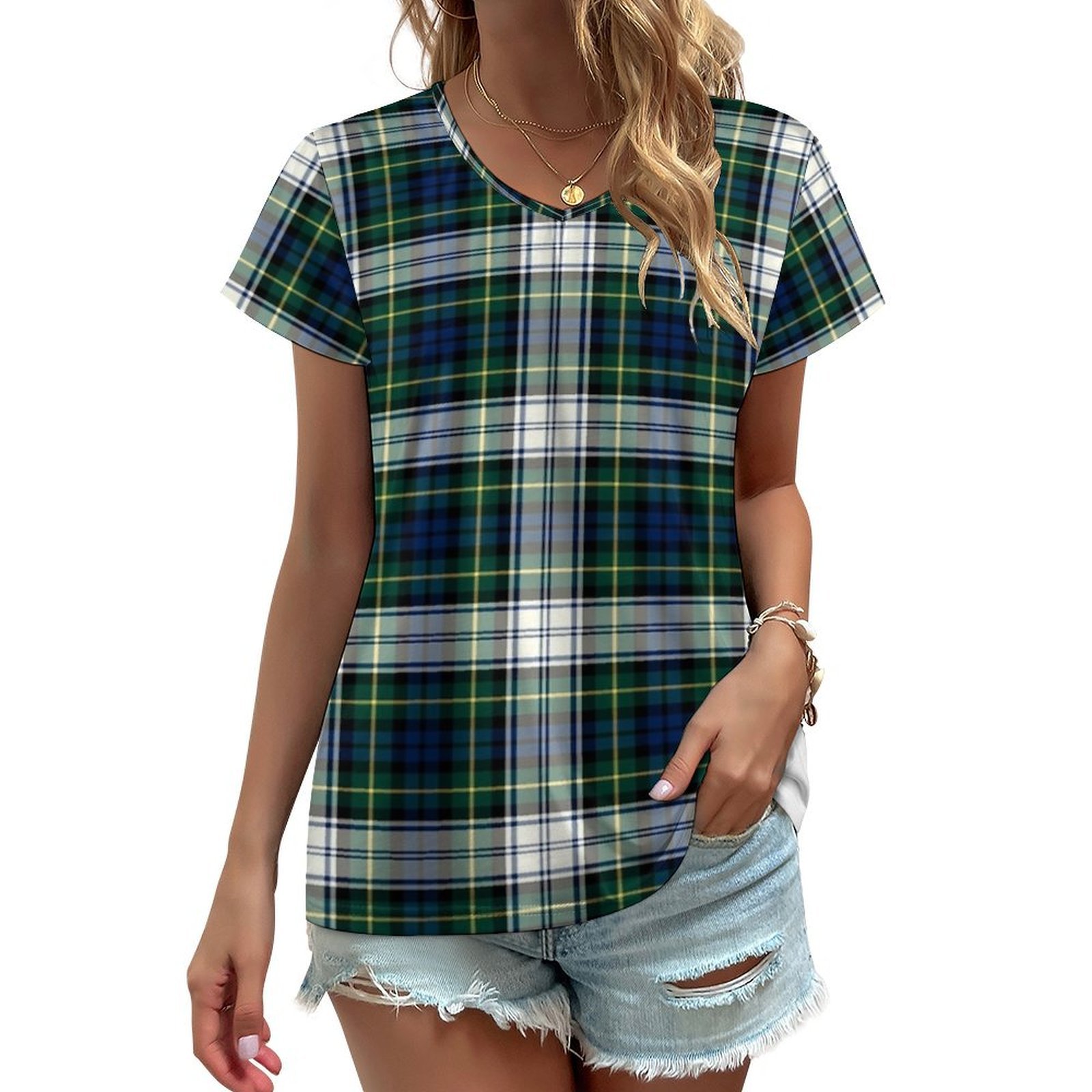 Clan Gordon Women's Blouse Short Sleeve Women's Top T-Shirt Spring ...