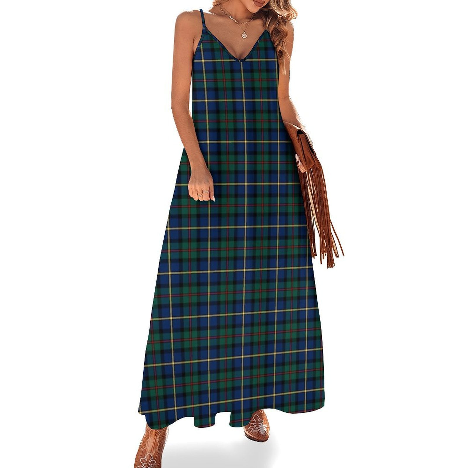 Clan MacLeod of Skye Tartan Graphic Sleeveless Dress loose women's ...