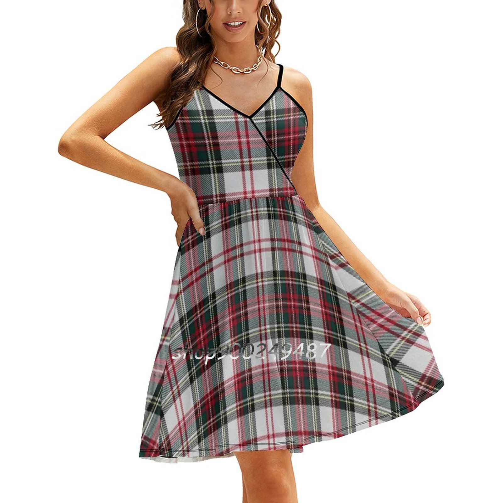 Clan Stewart Dress Tartan Plaid Pattern Tartan Stuart Square Neck Dress ...