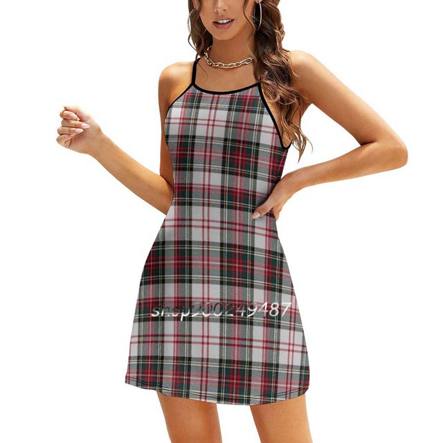 Clan Stewart Dress Tartan Plaid Pattern Tartan Stuart Square Neck Dress ...
