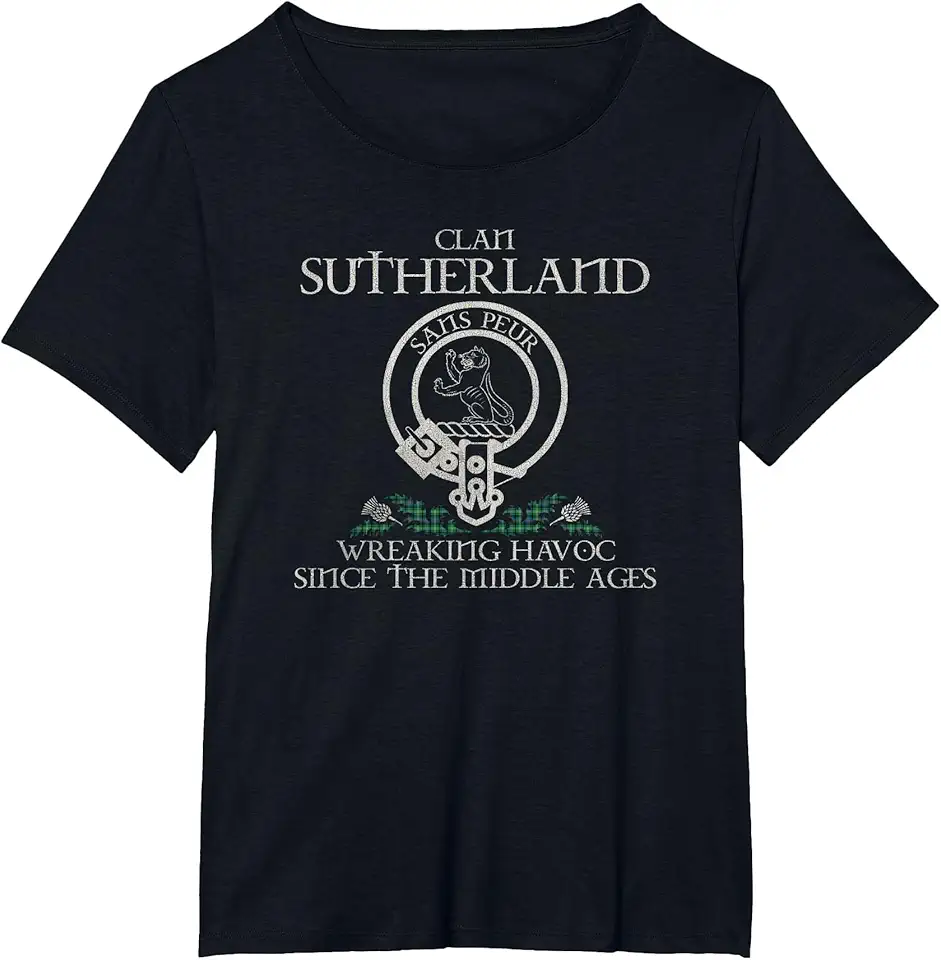 Clan Sutherland Scottish Heritage Crest Graphic T-Shirt Sans Peur Motto ...