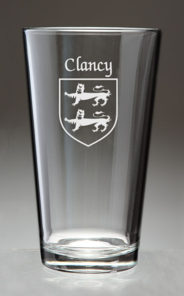 Clancy Irish Coat of Arms Pint Glasses - Set of 4 (Sand Etched ...