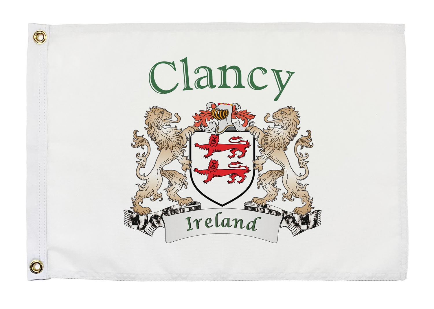 Clancy Irish Coat of Arms Small White Flag - 16"x10.5" inches - Walmart.com