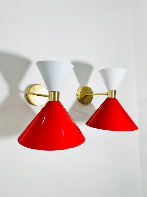 Clancy Scones Mid Century Wall Sconce, Italian Diabolo Sconce Pair ...