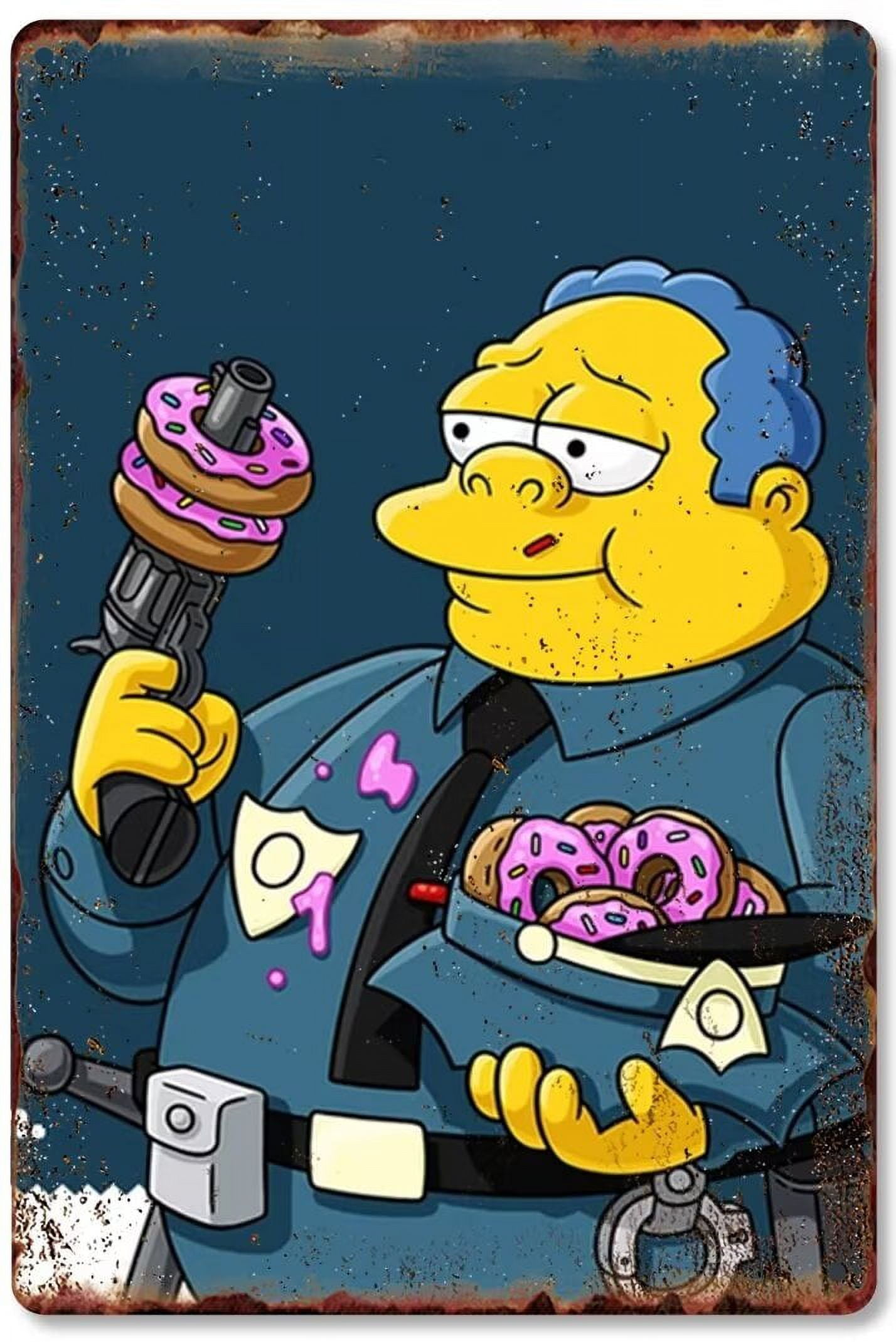 Clancy Wiggum Eatting Donut Metal Sign The Simpsons Cartoon Tin Signs ...